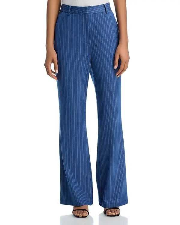 Aqua Pinstripe Wide Leg Trousers