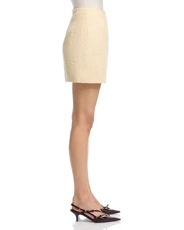 Aqua Pearl Tweed Mini Skirt - Straw