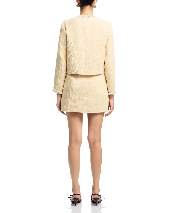 Aqua Pearl Tweed Mini Skirt - Straw