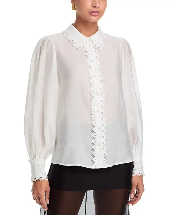 Aqua Lace Trim Blouse