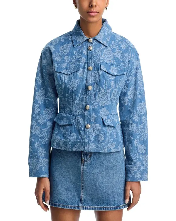 Aqua Denim Jacquard Jacket