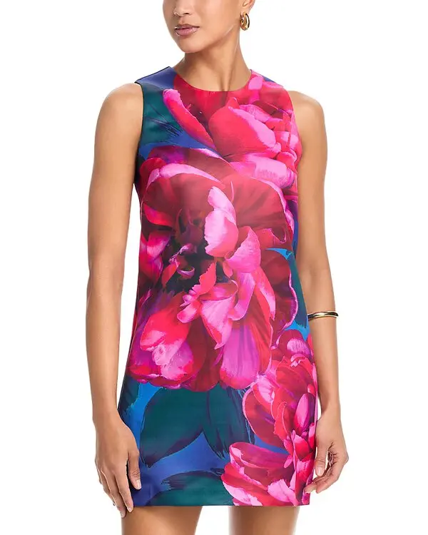 Aqua Floral Shift Mini Dress