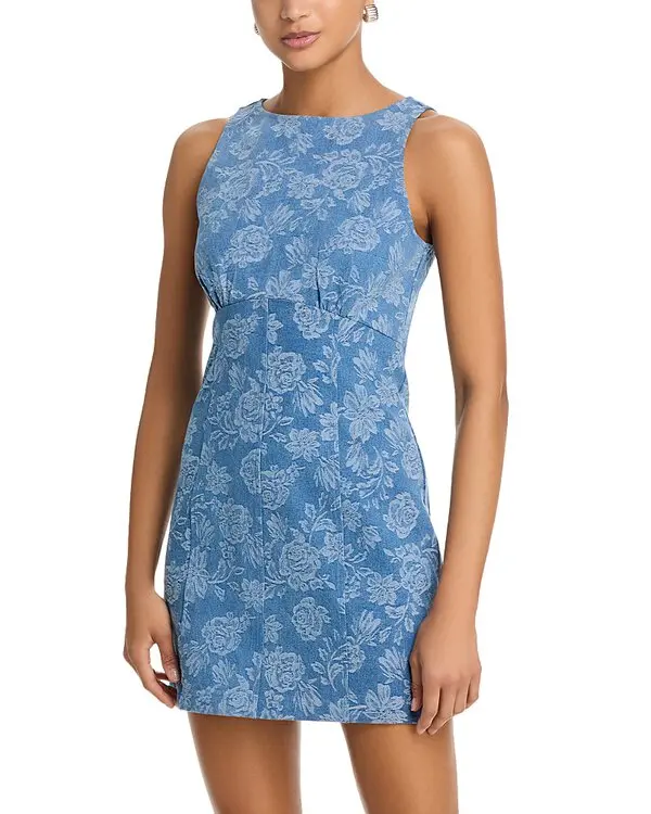 Aqua Denim Jacquard Mini Dress