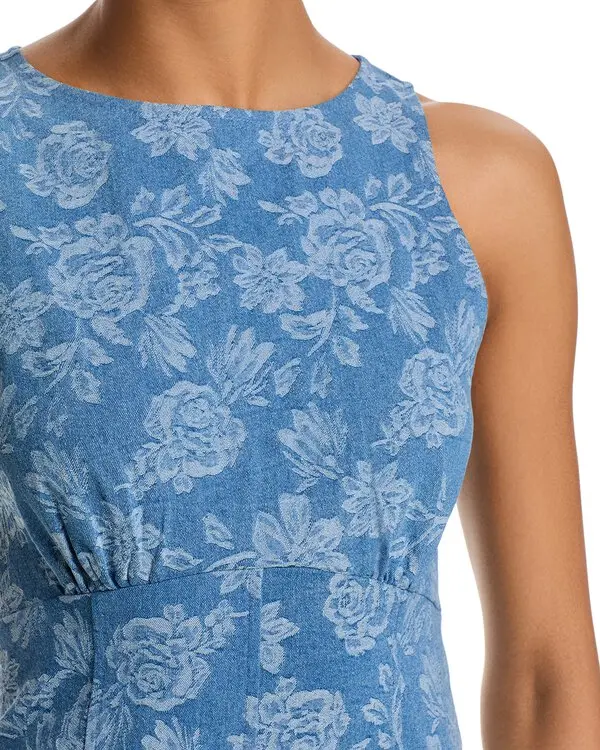 Aqua Denim Jacquard Mini Dress