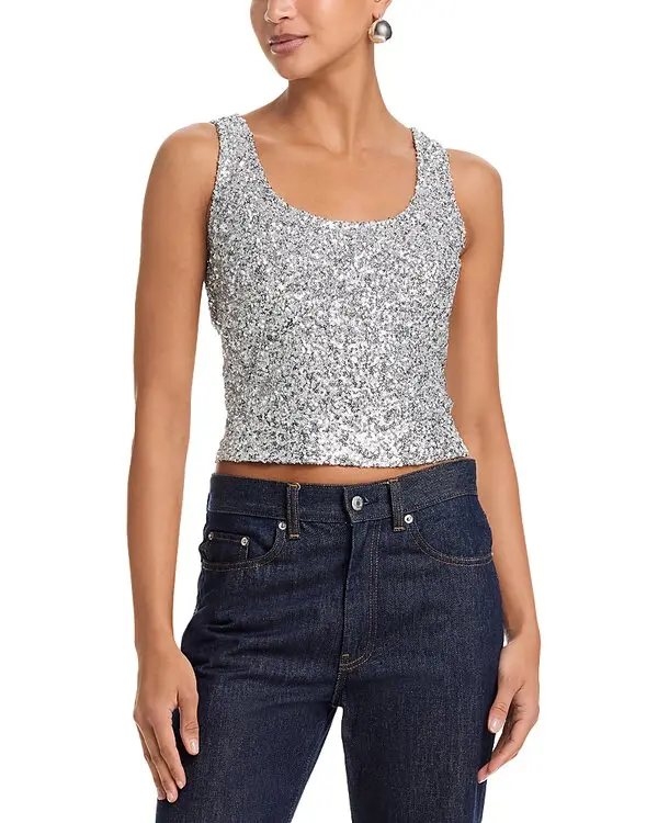 Aqua Sequin Tank Top