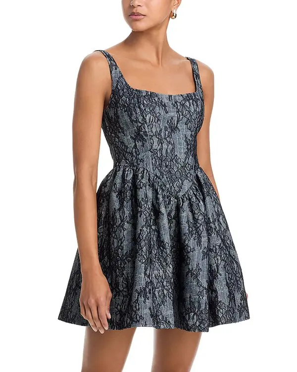 Aqua Lace Tweed Mini Dress