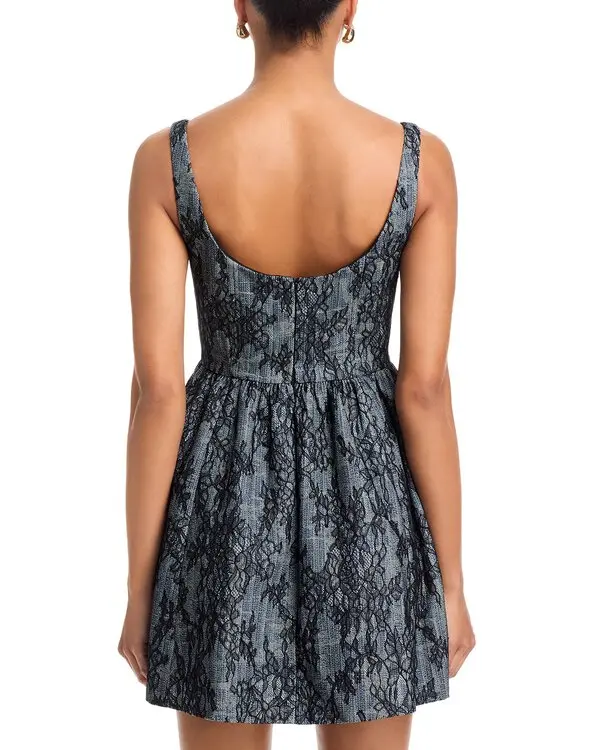 Aqua Lace Tweed Mini Dress
