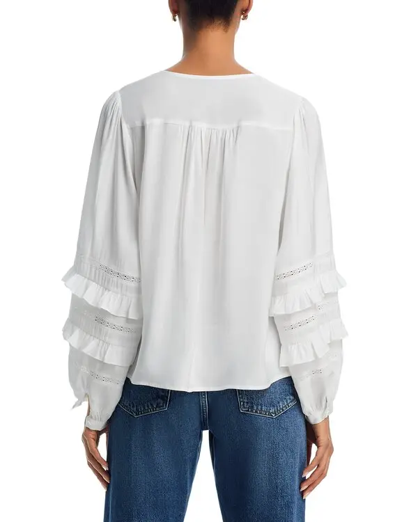 Aqua Eyelet Ruffle Top