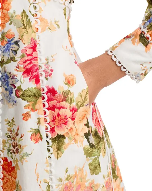Aqua Floral Ric Rac Inset Mini Dress