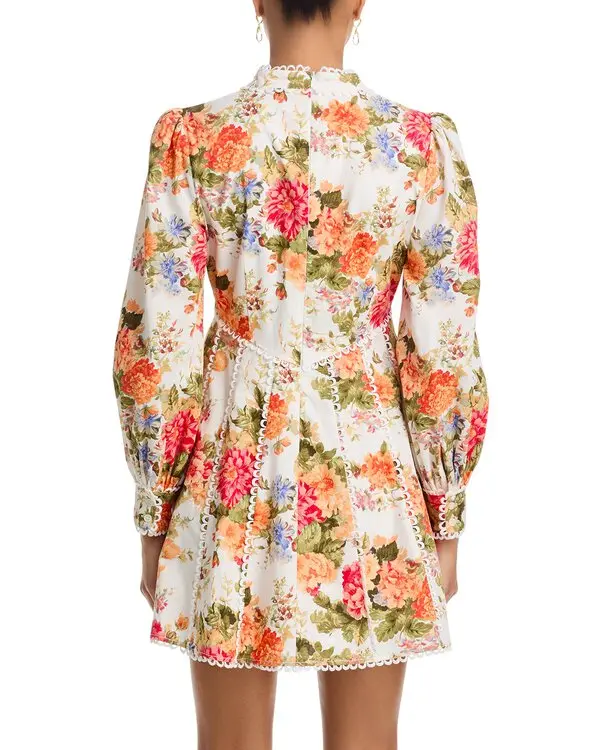 Aqua Floral Ric Rac Inset Mini Dress