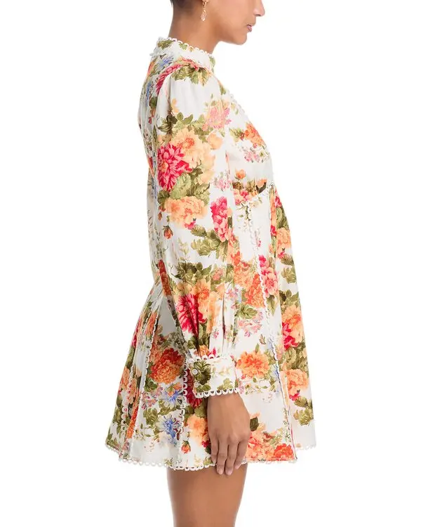 Aqua Floral Ric Rac Inset Mini Dress