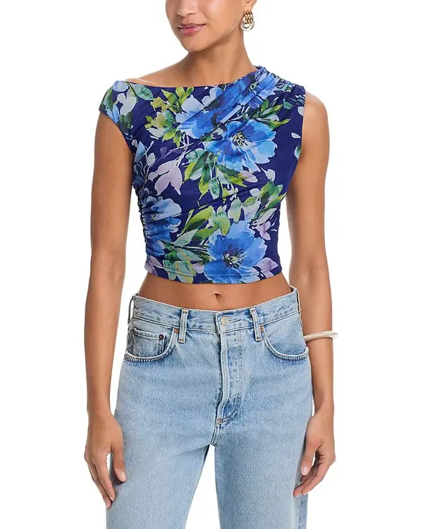 Aqua Floral Mesh Top Exclusive