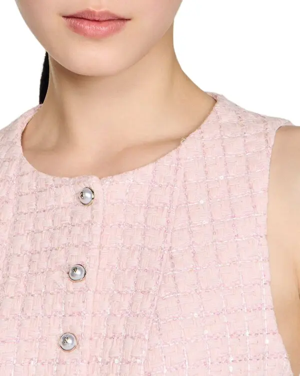 Sandro Sequin Tweed Top