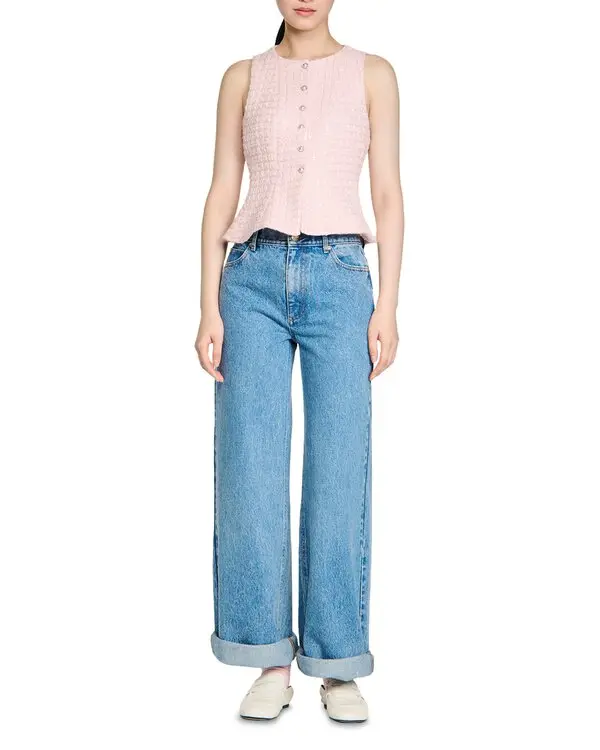 Sandro Sequin Tweed Top
