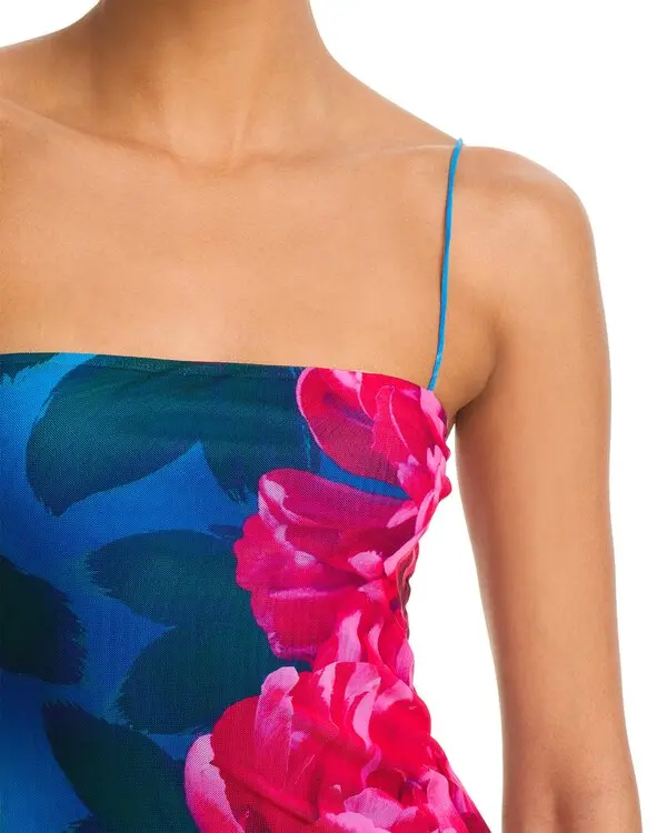 Aqua Mesh Midi Dress In Hot Pink Multi - 20% Off | Editorialist