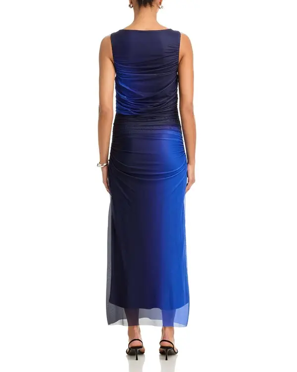 Aqua Ombre Mesh Bodycon Maxi Dress