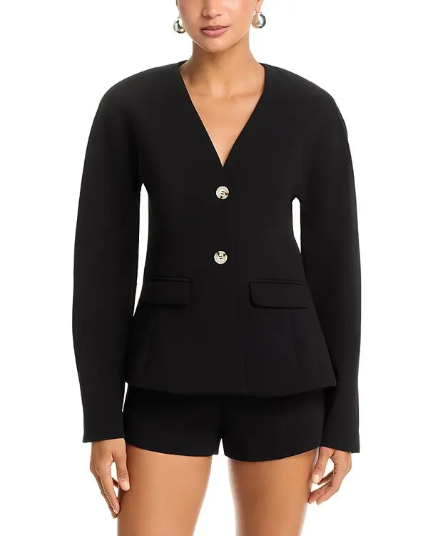 Aqua Collarless Blazer - Black