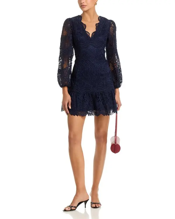 Aqua Scallop Lace Mini Dress