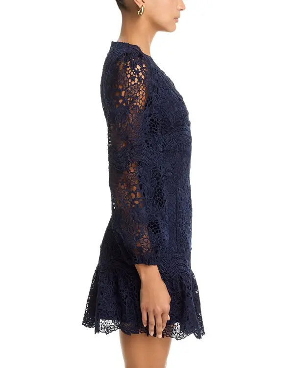 Aqua Scallop Lace Mini Dress