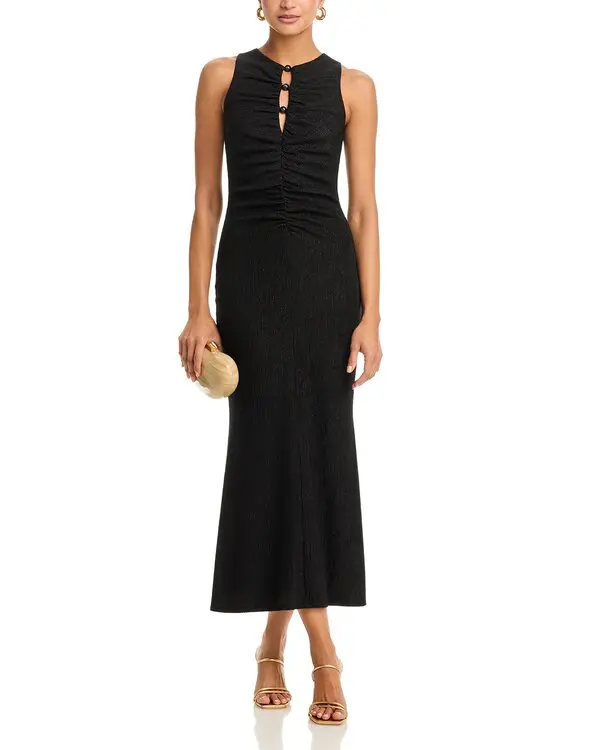 Aqua Gathered Jersey Dress - Black