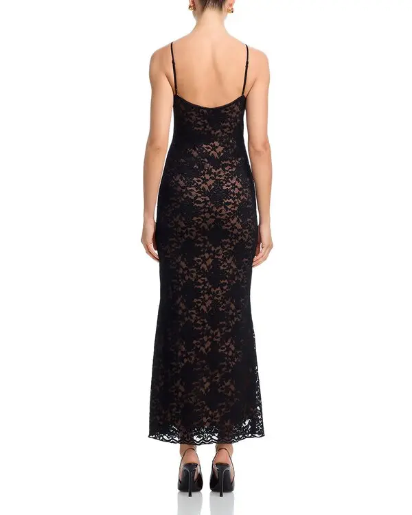Aqua Stretch Lace Maxi Dress - Black
