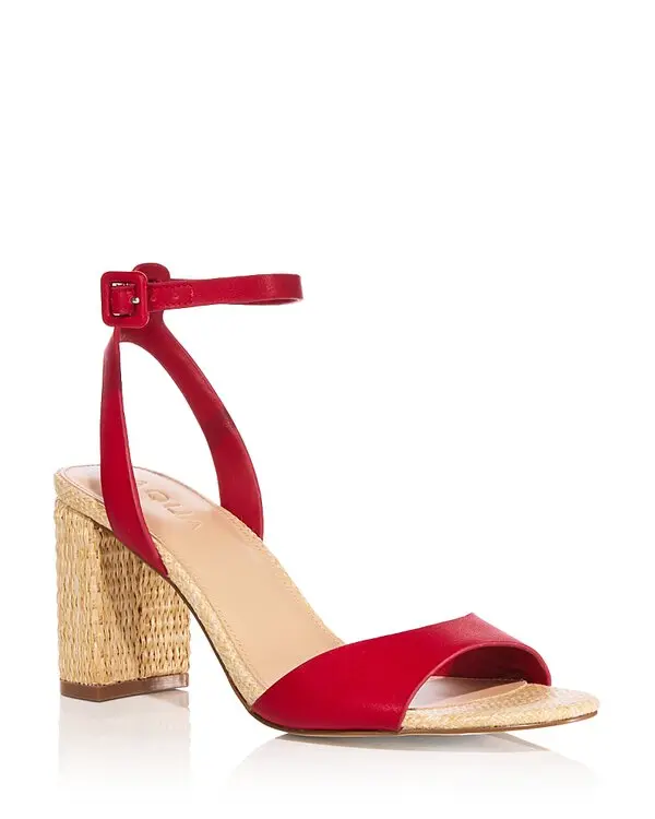 Aqua Baley Leather Sandals - Red Leather