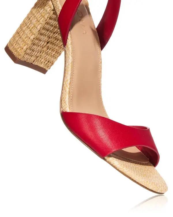 Aqua Baley Leather Sandals - Red Leather