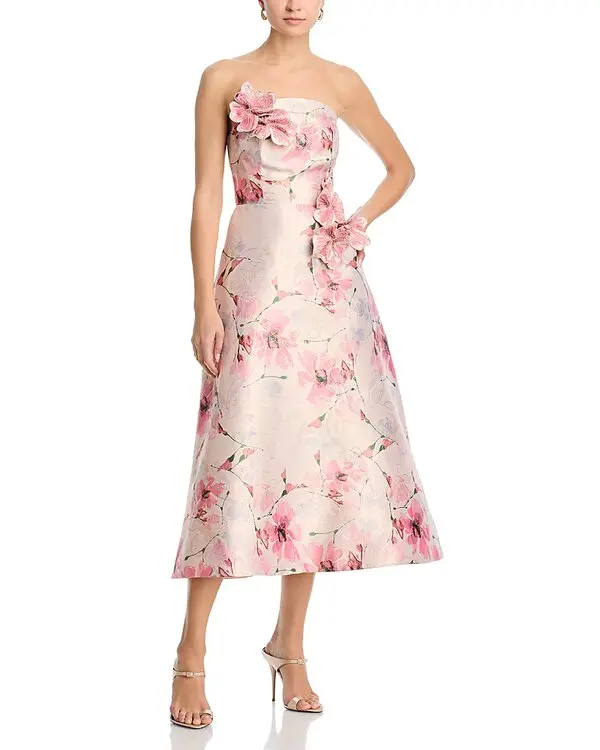 Rickie Freeman For Teri Jon Strapless Gazar Floral Dress