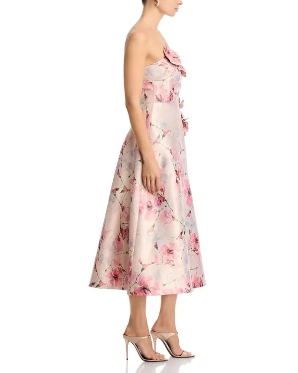Rickie Freeman For Teri Jon Strapless Gazar Floral Dress