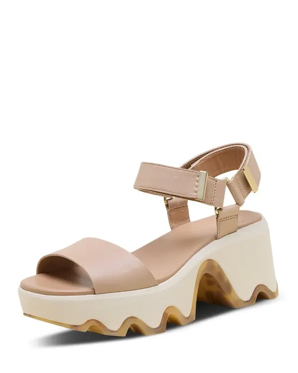 Sorel Kinetic Aura Y-strap Platform Sandals - Honest Beige