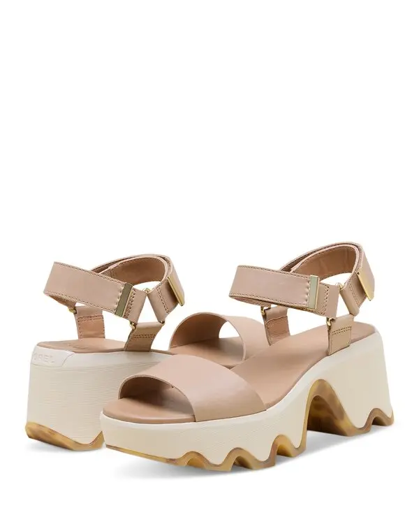 Sorel Kinetic Aura Y-strap Platform Sandals - Honest Beige