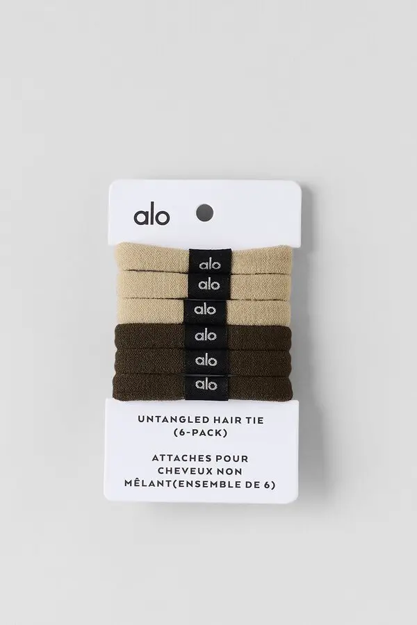 Alo Yoga Untangled Hair Tie 6-pack - Beige/espresso