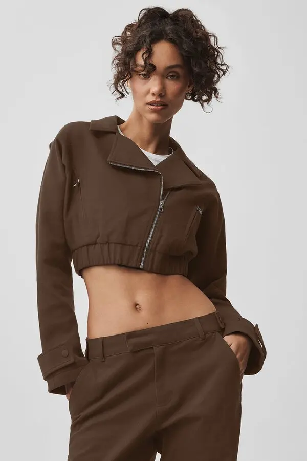 Alo Yoga Cropped Cosmopolitan Jacket - Espresso