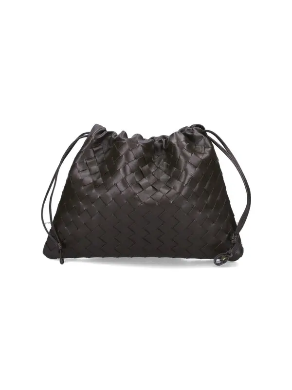 Bottega Veneta Leather Clutch With Woven Pattern - Brown