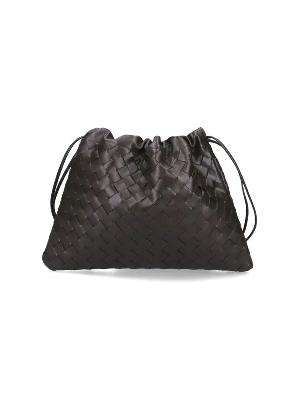 Bottega Veneta Leather Clutch With Woven Pattern - Brown