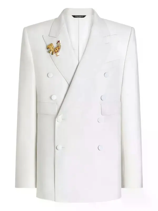 Dolce & Gabbana Double-breasted Brooch Jacket - White