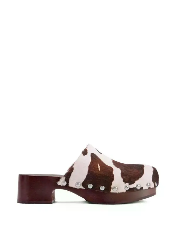 SIMONMILLER Rio Cow-print Clog Mules - White