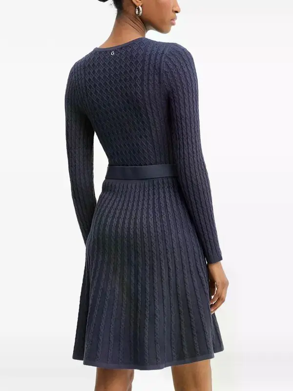 Guess Long-sleeved Belted Mini Dress - Blue