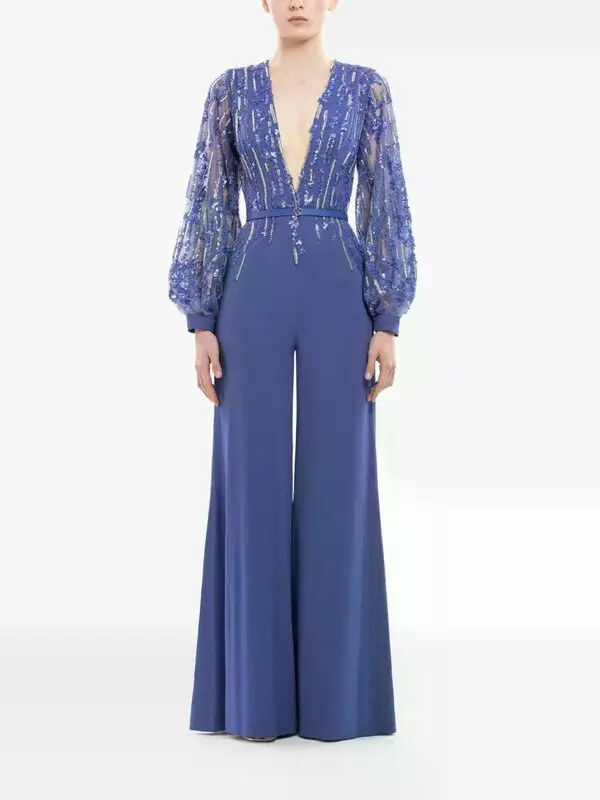 SAIID KOBEISY Crepe Jumpsuit - Blue