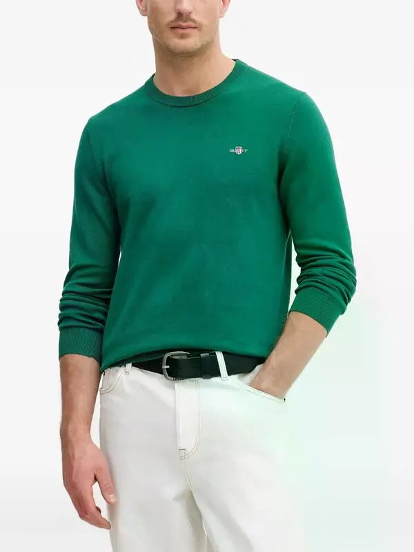 Gant Shield-embroidered Crew-neck Sweater