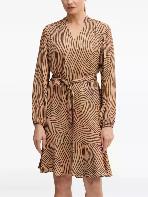 MARC AUREL Patterned Mini Dress With Tie Waist