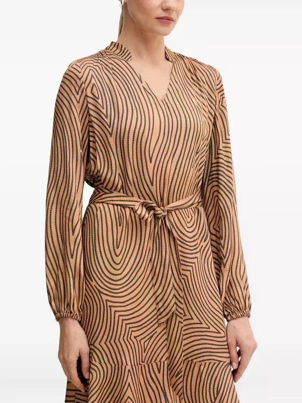 MARC AUREL Patterned Mini Dress With Tie Waist