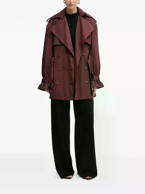 Bardot Aster Belted Trench Coat - Red