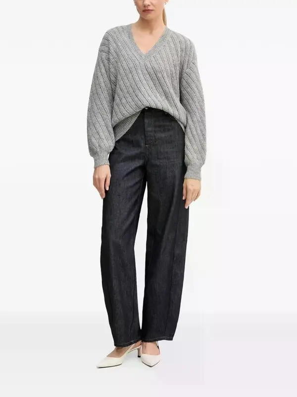 MARC AUREL Open-knit V-neck Sweater