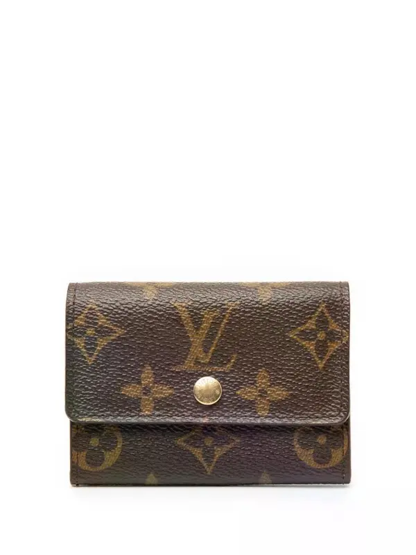 LOUIS VUITTON 2004 Monogram Porte Monnaie Plat Purse Coin Pouch - Brown