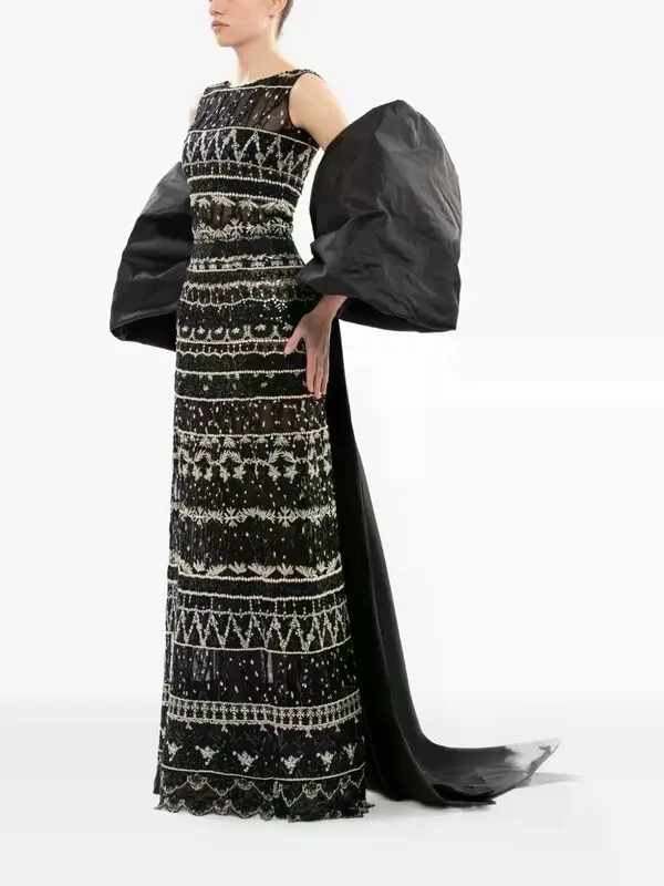 saiid kobeisy evening dresses Satin ankle length emrboidered dress  Saiid Kobeisy