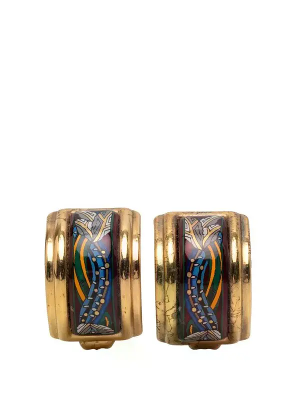 Hermès 20th Century Enamel Clip On Earrings - Blue