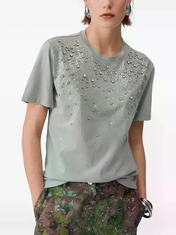 Liu Jo Embellished T-shirt With Precious Stones - Grey