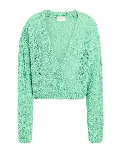 VICOLO Open-knit Bouclé Cropped Cardigan - Green