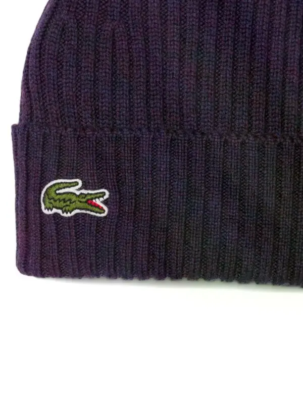 Lacoste Ribbed Beanie With Logo Patch